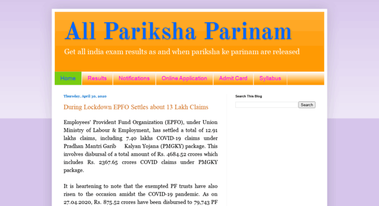 Access parikshaparinam.in. All Pariksha Parinam