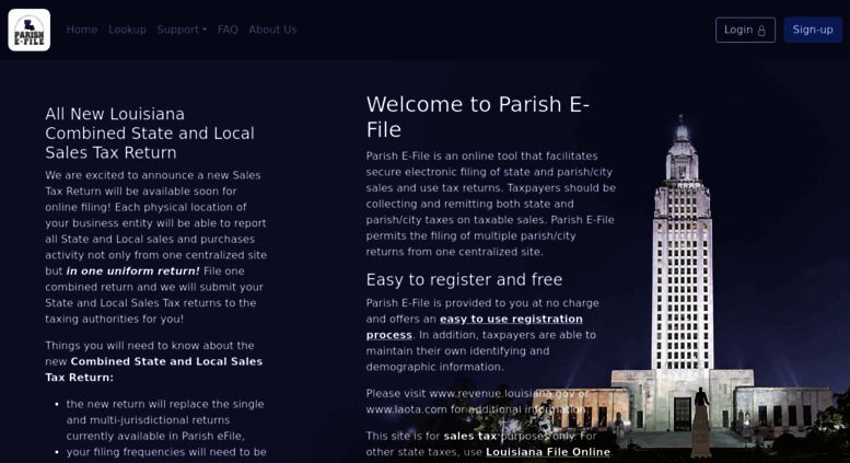 Access parishe-file.revenue.louisiana.gov. Parish E-File - Welcome