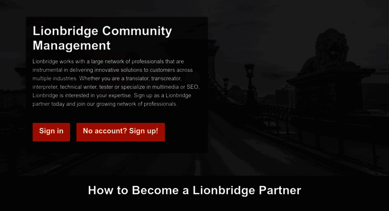 Access partners.lionbridge.com. Lionbridge Service Partners Portal