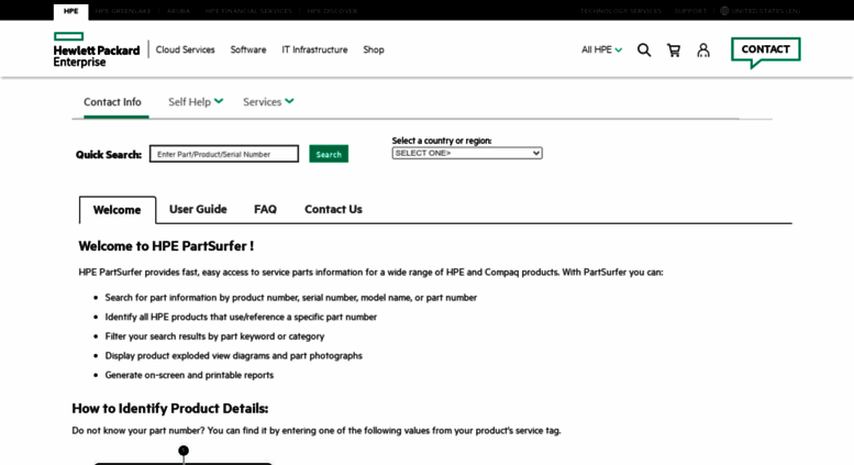 Access partsurfer.hpe.com. HPE PartSurfer