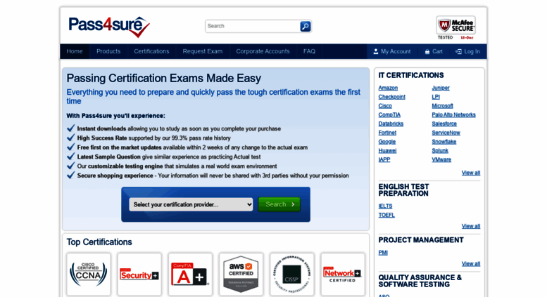 Access pass4sure.com. Pass4sure - Leader of IT Certifications. Get ...