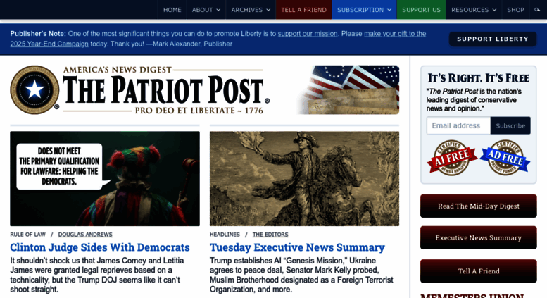 Access patriotpost.us. The Patriot Post — America's News Digest