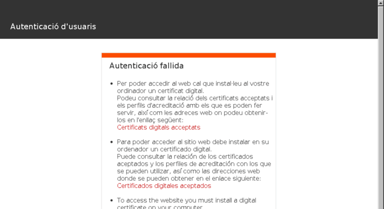 Access pautic.gencat.cat. Formulari de login GICAR