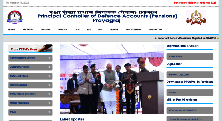 Access pcdapension.nic.in. Welcome to Office of the PCDA(P), Allahabad