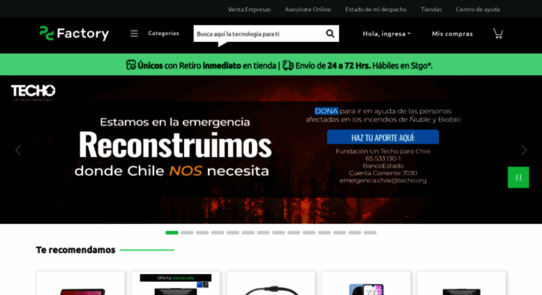 Access pcfactory.cl. Tienda de tecnología en Chile | pc Factory