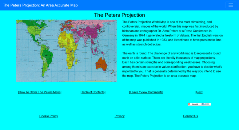 Access petersmap.com. Peters Map, An Area Accurate Map