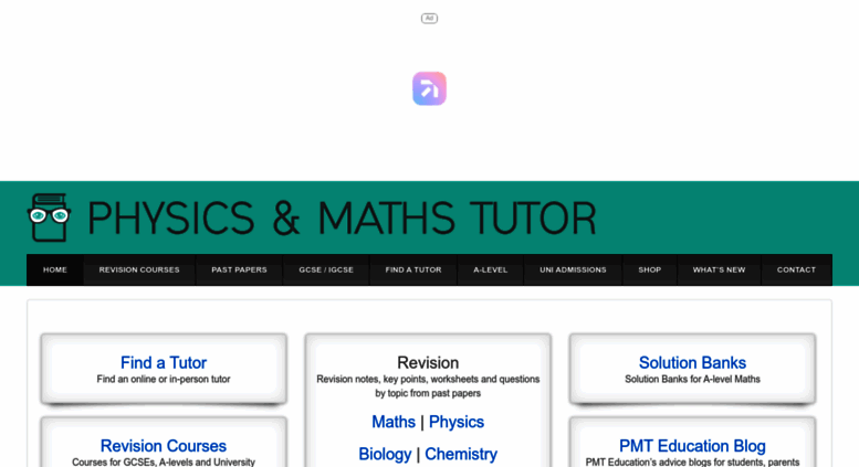 Access physicsandmathstutor.com. Physics & Maths Tutor