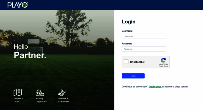 Access playo.club. Playo Partner Console