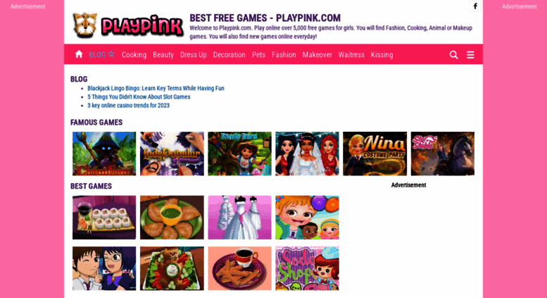 Access playpink.com. Free online games - Playpink.com