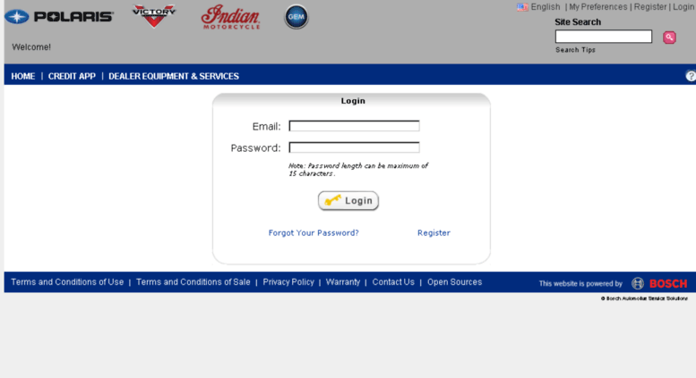 Access polaris.service-solutions.com. Polaris New Login page