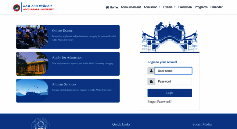 Access portal.aau.edu.et. Welcome - Addis Ababa University