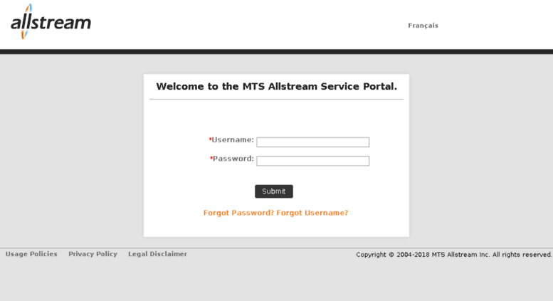 Access portal.allstream.com. MTS Allstream Service Portal