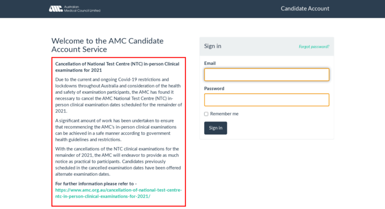 Access portal.amc.org.au. Sign in - AMC Account
