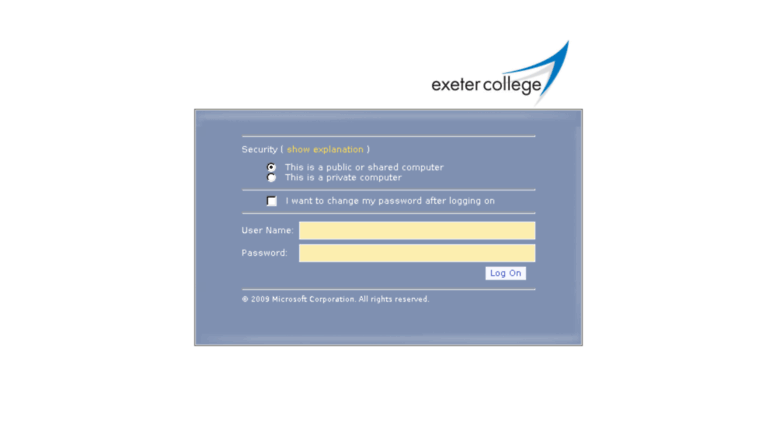 Access portal.exe-coll.ac.uk. Exeter College Please log in