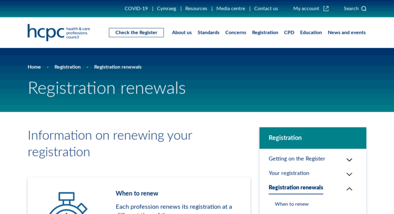 Access portal.hcpc-uk.org. Registration renewals