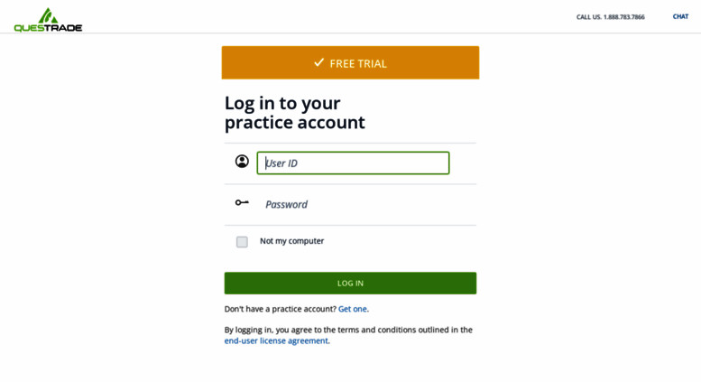 Access practicelogin.questrade.com. Log in to Questrade