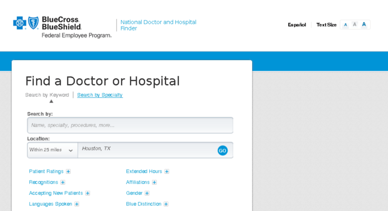 Access provider.fepblue.org. Search for care