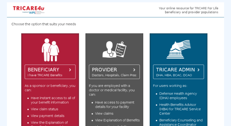 Access provider.tricare4u.com. Welcome