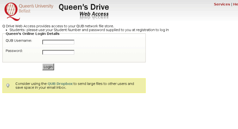 Access qdrive.qub.ac.uk. Q Drive - Login