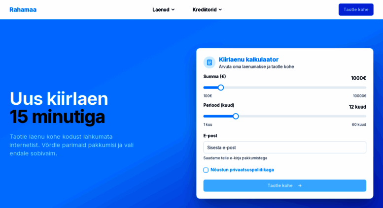 Access rahamaa.ee. Parim KIIRLAEN Eestis - uus kiirlaen 24/7 ...
