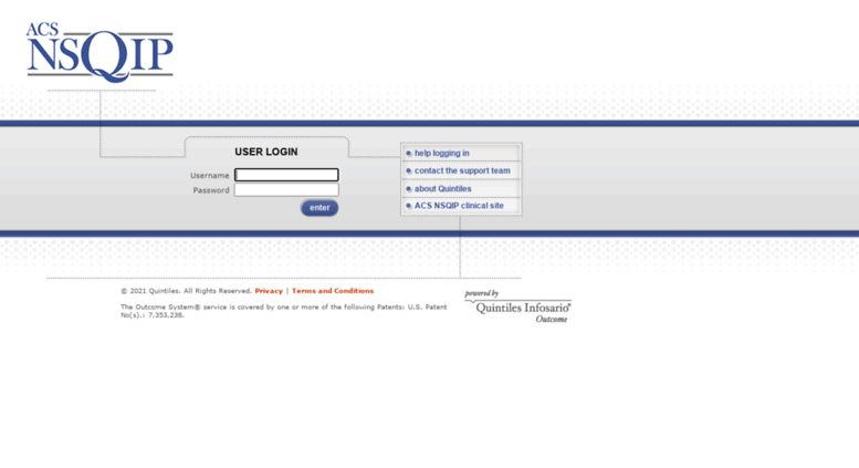 Access registry.acsnsqip.org. ACS NSQIP Login