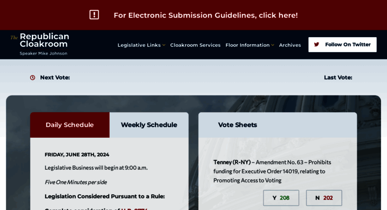 Access repcloakroom.house.gov. The Republican Cloakroom