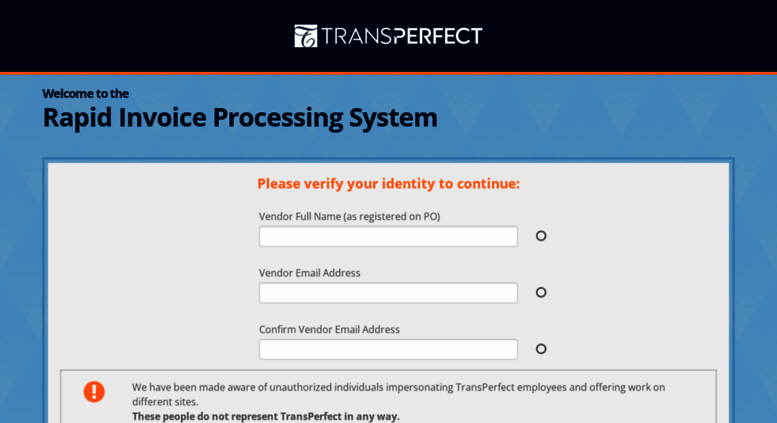 Access rips.transperfect.com. Transperfect: Rapid Invoice Processing System