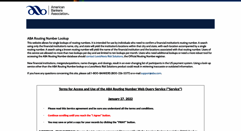 Access routingnumber.aba.com. ABA Routing Number Lookup (1 of 2)