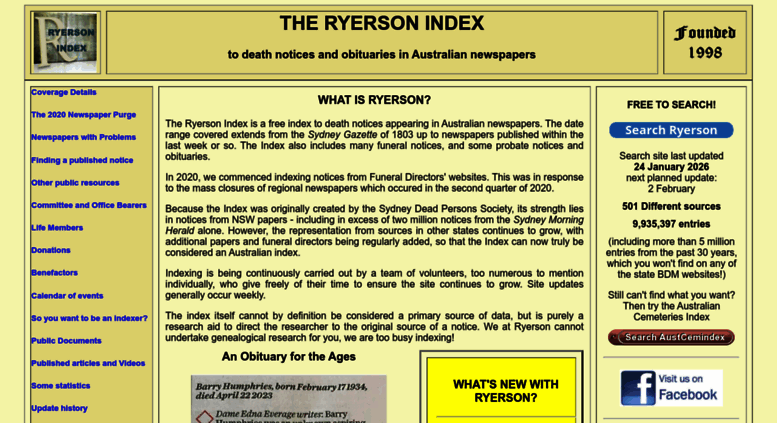Access ryersonindex.org. THE RYERSON INDEX