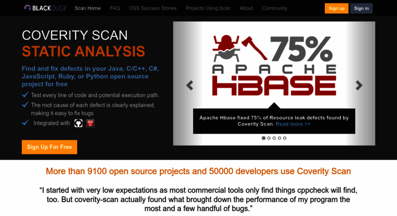 Access scan.coverity.com. Coverity Scan - Static Analysis
