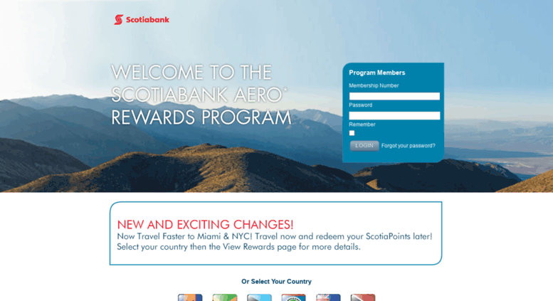Access scotiabankaerorewards.com. Welcome to Scotiabank AERO Rewards