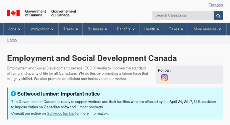 Access sdc-dsc.gc.ca. Employment and Social Development Canada - Canada.ca