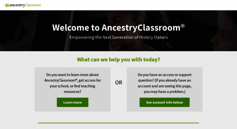 Access search.ancestryclassroom.com. Ancestry Login