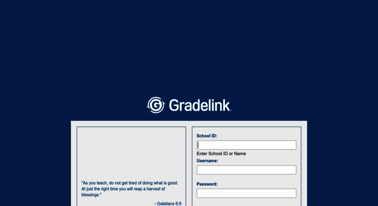 Access secure.gradelink.com. Gradelink