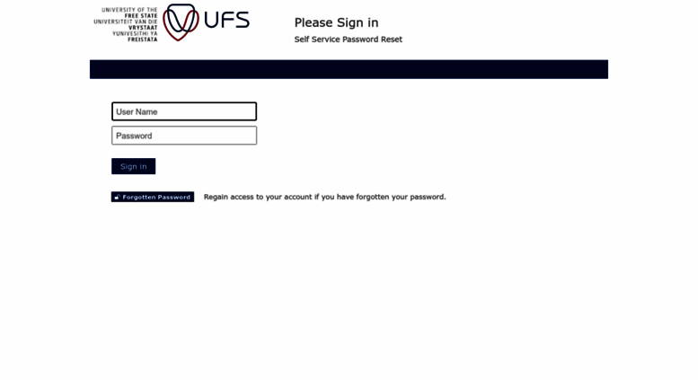 Access selfservice.ufs.ac.za. Self Service Password Reset