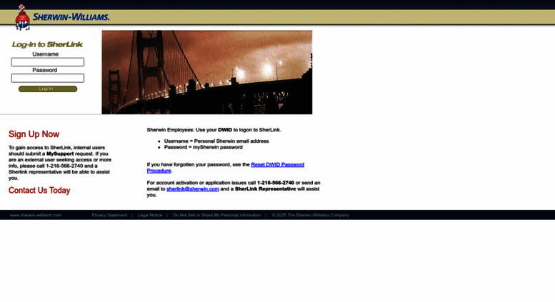 Access sherlink.sherwin.com. Sherwin-Williams SherLink