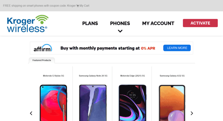 Access shop.krogeriwireless.com. Kroger Wireless Phones