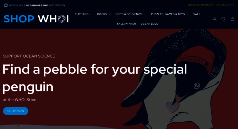 Access shop.whoi.edu. Woods Hole Oceanographic Institution