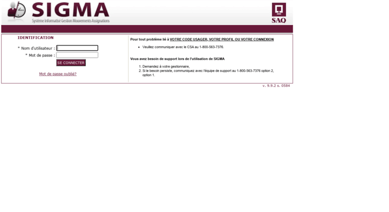 Access sigma.saq.qc.ca. Sigma - Connection