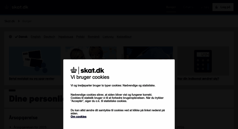 Access skat.dk. Skat.dk: Borger