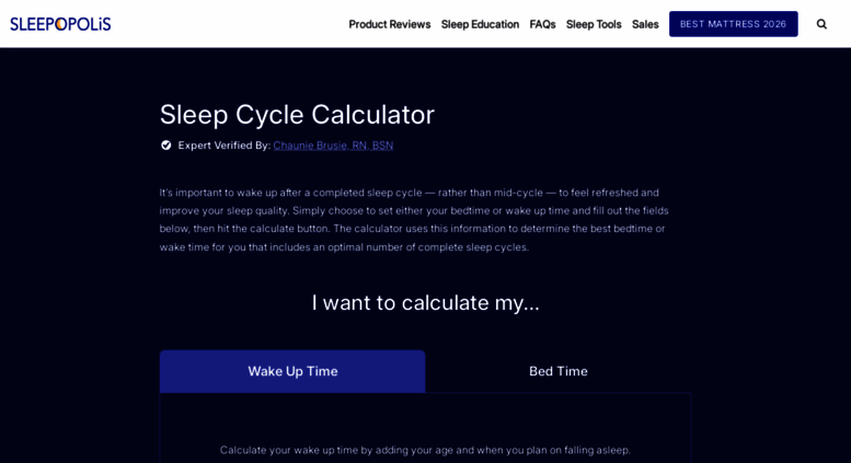 Access sleepyti.me. sleepyti.me bedtime calculator