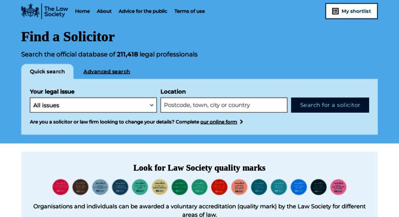 Access solicitors.lawsociety.org.uk. Find a Solicitor - The Law Society