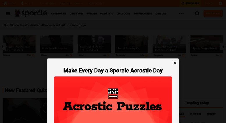 Access sporcle.com. Sporcle – World’s Largest Trivia Quiz Website