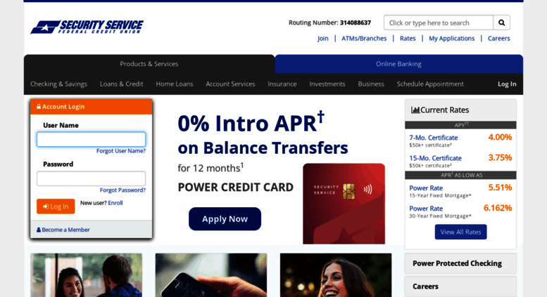 Access ssfcu.org. Security Service Federal Credit Union