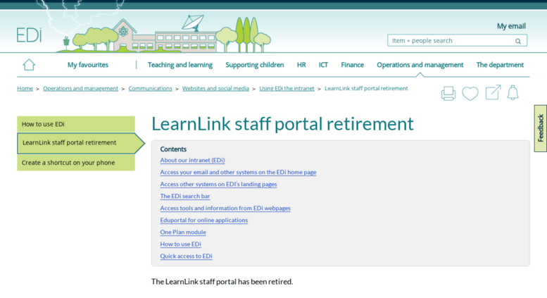 Access staff.learnlink.sa.edu.au. LearnLink staff portal retirement