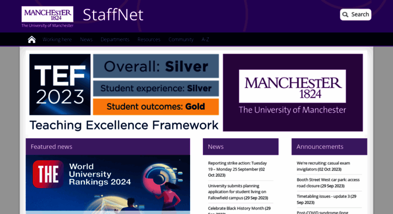 Access staffnet.manchester.ac.uk. StaffNet | The University of Manchester