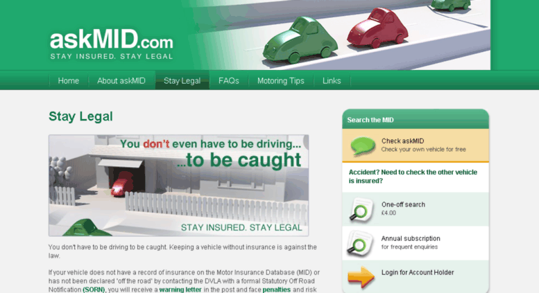 Access stayinsured.askmid.com. Stay Legal