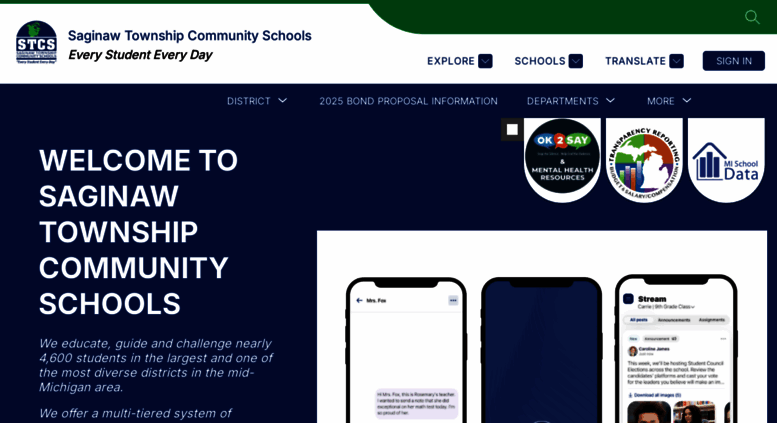 Access stcs.org. Saginaw Township Community Schools