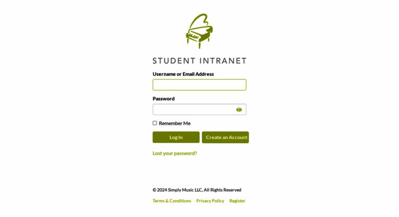 Access students.simplymusic.com. Log In - Simply Music Student Intranet