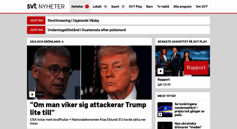 Access svt.se. SVT Nyheter
